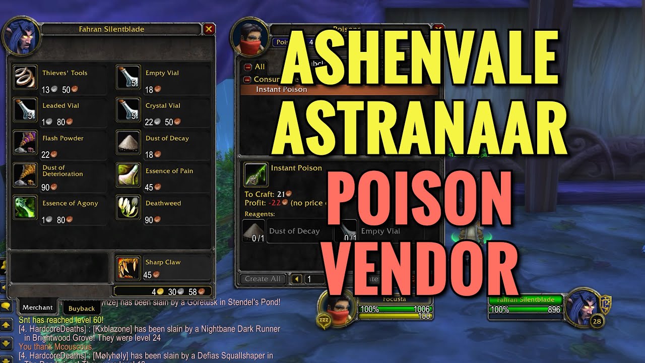 Astranaar, Ashenvale Poison Vendor Location - WoW Classic - YouTube