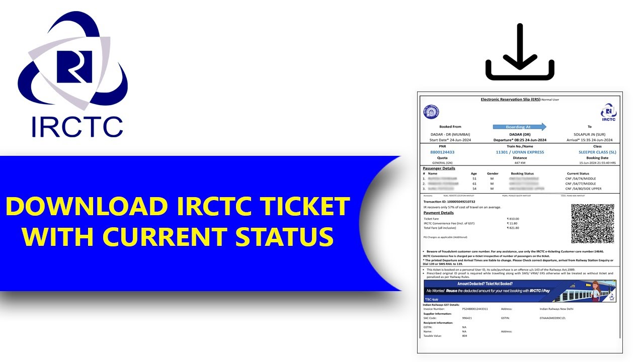 How to download IRCTC ticket with current status - YouTube