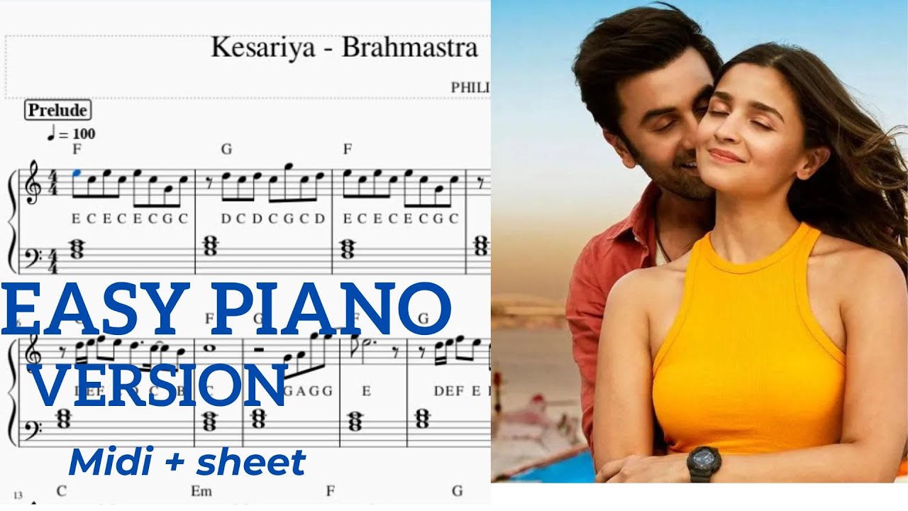 Kesariya - Brahmastra || Piano Tutorial || Easy Version || Staff ...