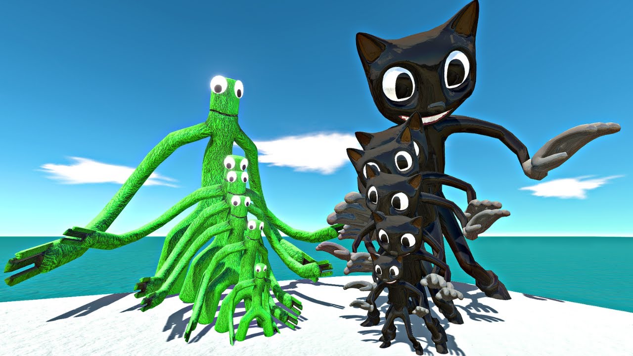 Growing Rainbow Friends Green vs Growing Cartoon Cat - Animal Revolt ...