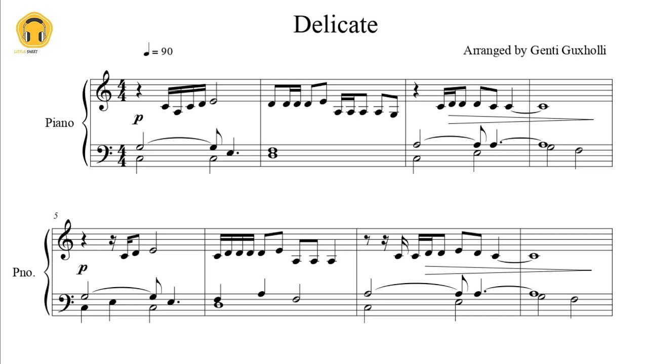 Delicate by Taylor Swift (Piano Solo/Sheets) - YouTube