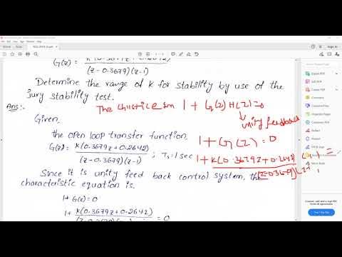 JNTUK R16 IV EEE II SEM DIGITAL CONTROL SYSTEMS UNIT4 JURYS STABILITY PROBLEMS - YouTube