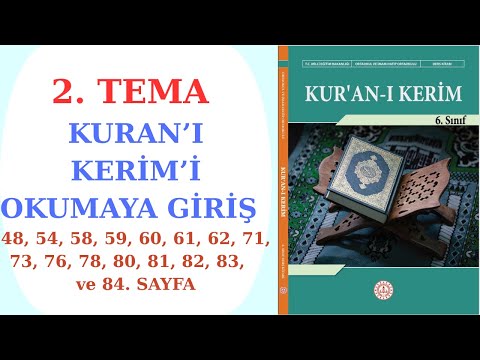 6. SINIF KURANI KERİM DERS KİTABI 2. TEMA KURAN’I KERİM’İ OKUMAYA GİRİŞ