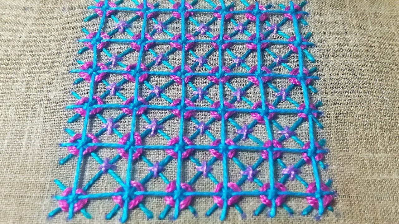 Hand Embroidery: Lattice Work | Lattice Filling Stitch - YouTube
