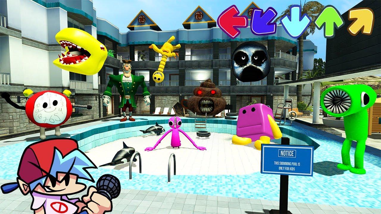 💧 POOL FNF SPARTAN KICKING DR. LIVESEY NEW RAINBOW FRIENDS 3D SANIC ...