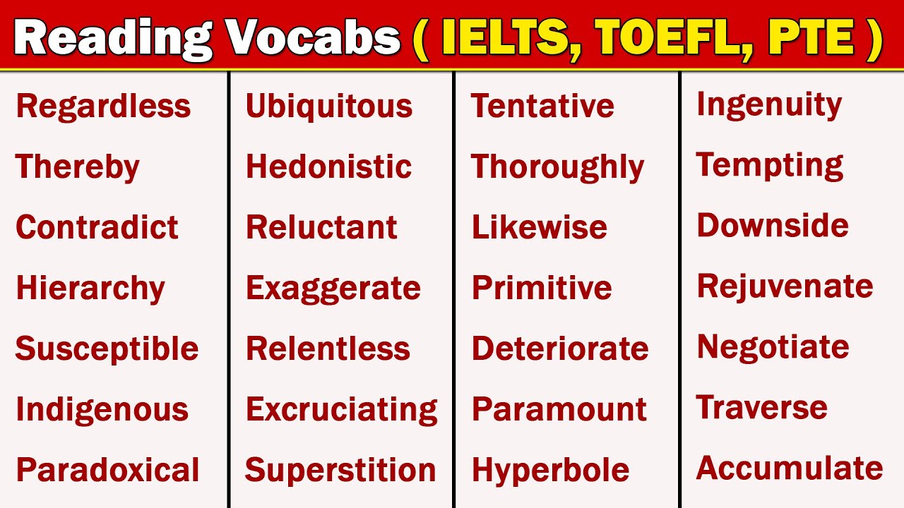 Advanced Reading Vocabulary for IELTS, TOEFL, and PTE - YouTube