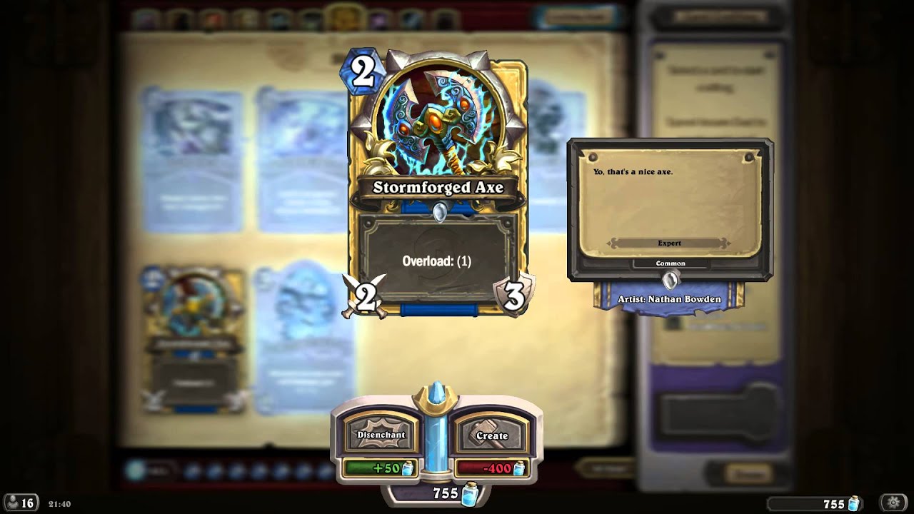 Stormforged Axe HD Hearthstone Golden Card Spotlight - YouTube