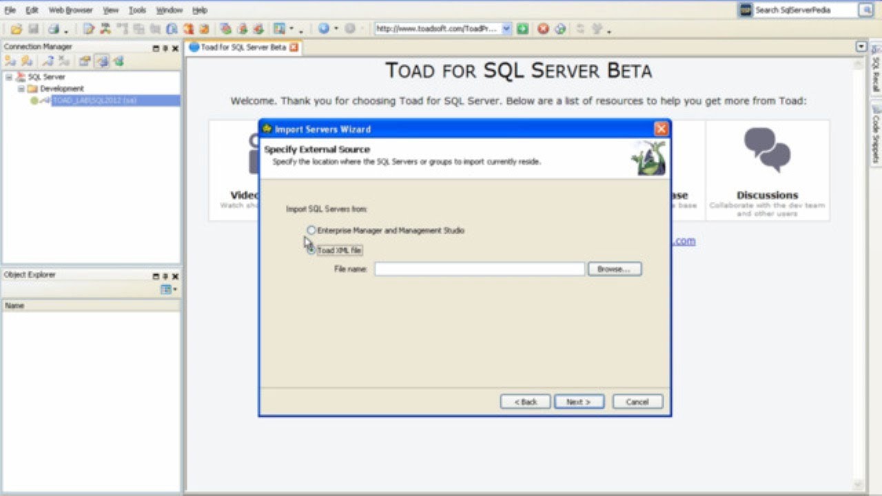 How to import connections in Toad for SQL Server - YouTube