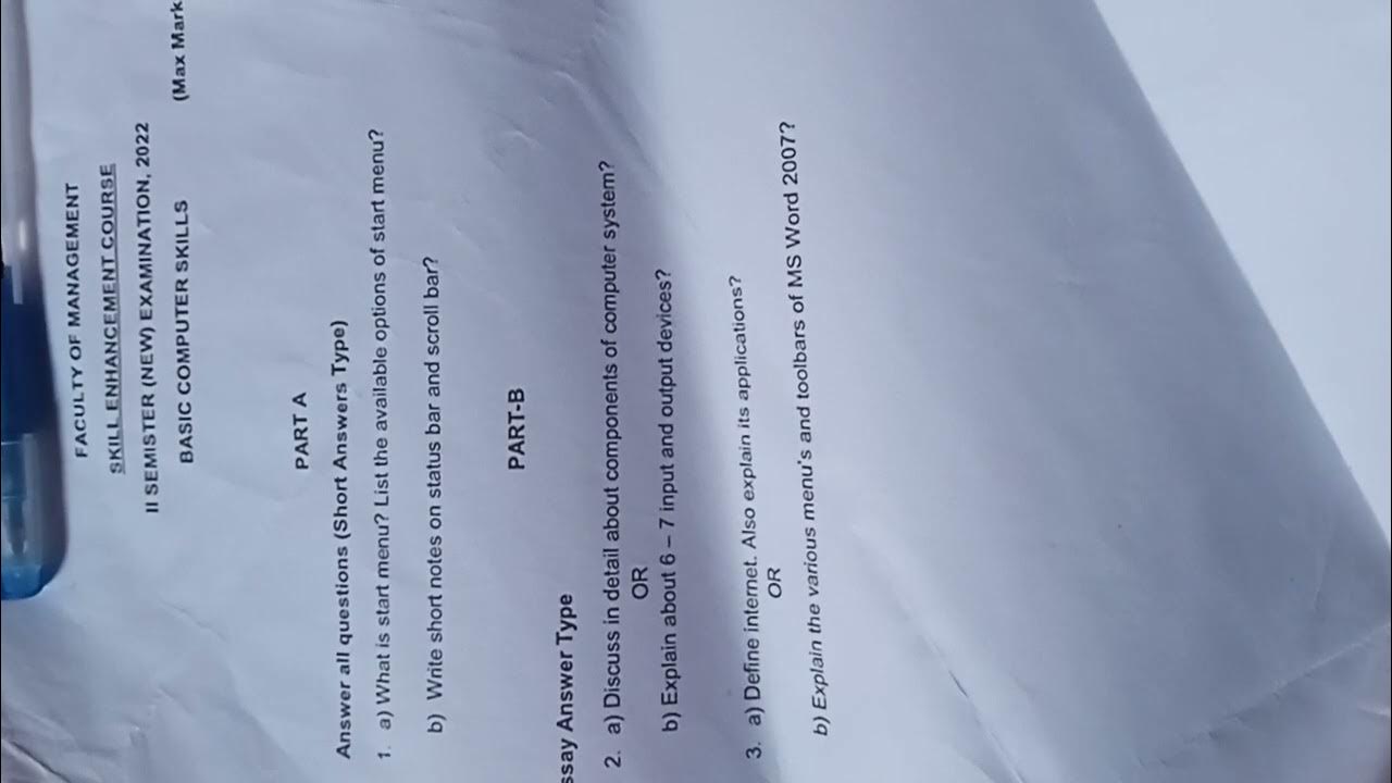 Degree 2nd sem BASIC COMPUTER SKILLS important question paper of osmania university - YouTube