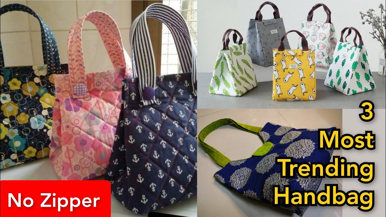 ⭐3 Amazing Ideas for No Zipper handbag / DIY Lunch bag making /bag ...