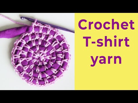 Crocheting round using T-shirt yarn, video 1