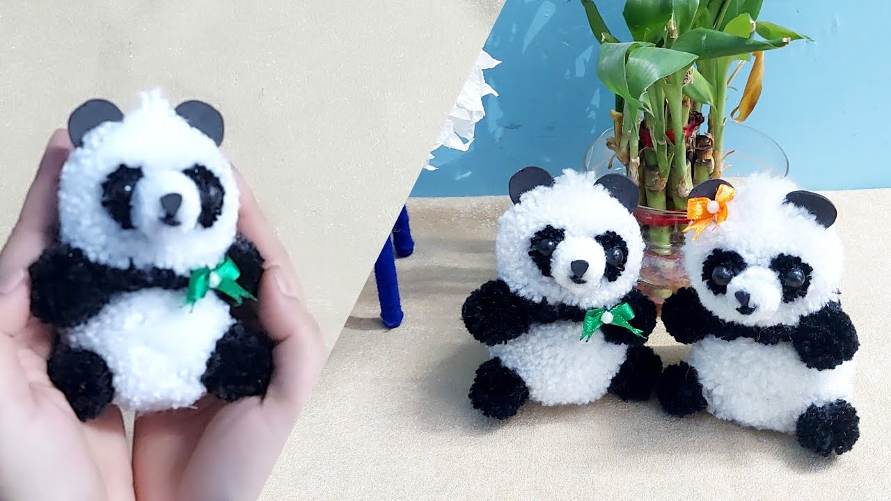 how to make Panda with wool | Diy panda | diy panda out of Pompom | diy ...