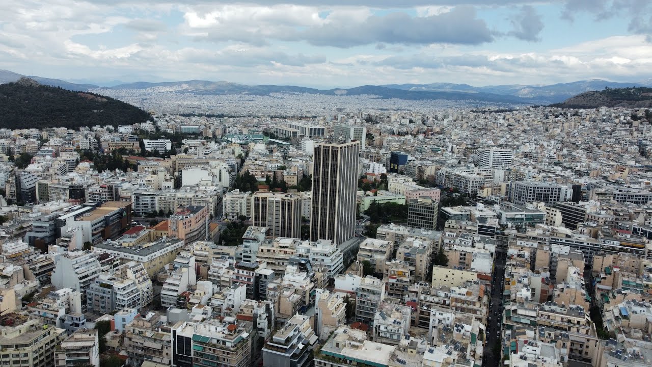 Flying Above Greece's Tallest Building - The Tower of Athens | Aerial ...