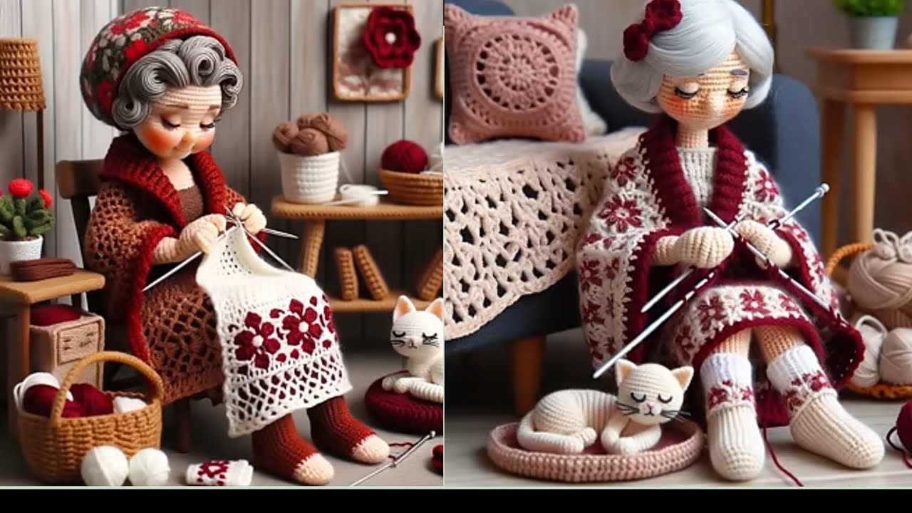 Hand knitted grandma model with wool(share idea)#Crochet#knitting # ...