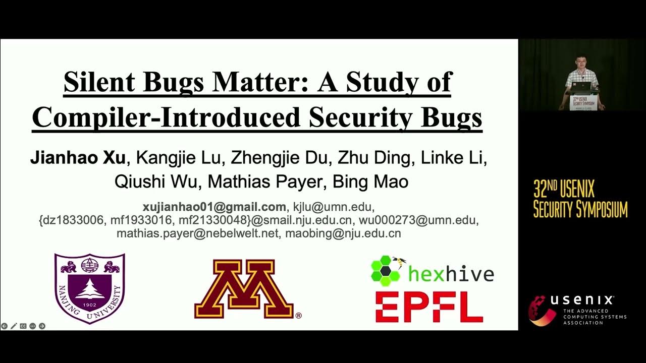 USENIX Security '23 - Silent Bugs Matter: A Study of Compiler-Introduced Security Bugs - YouTube