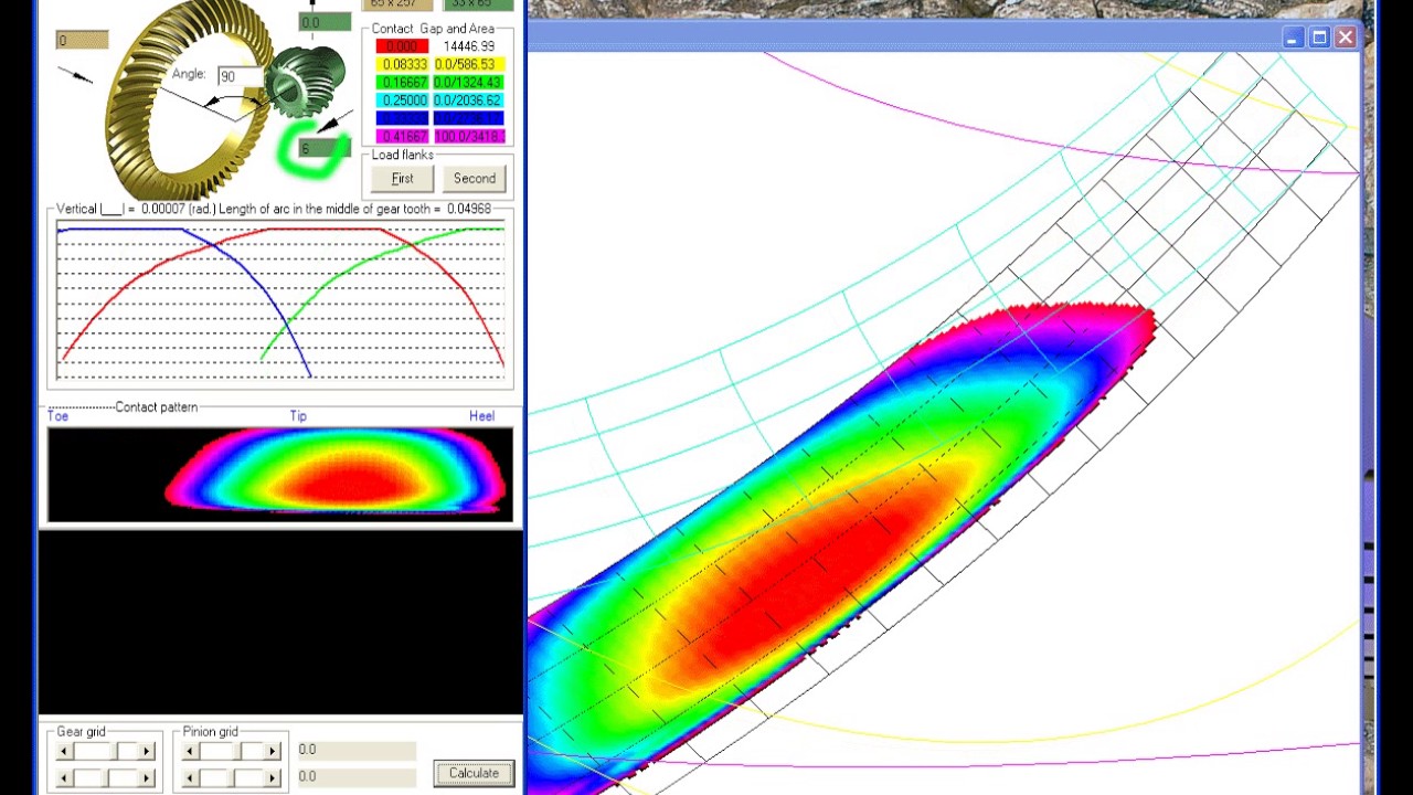 3D Tooth Contact Analysis (TCA) on a spiral bevel gear - YouTube