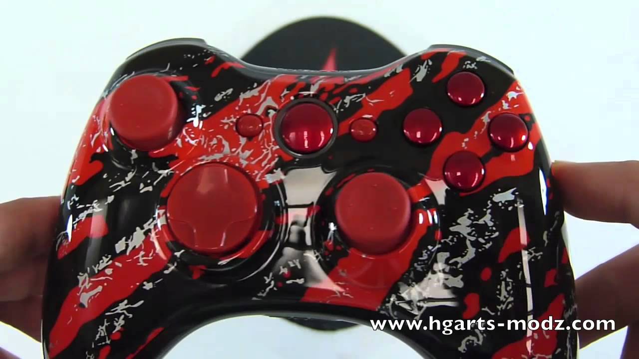 RED SPLATTER XBOX360 - CUSTOM DESIGNS - XBOX360 | HG Arts Modz - YouTube