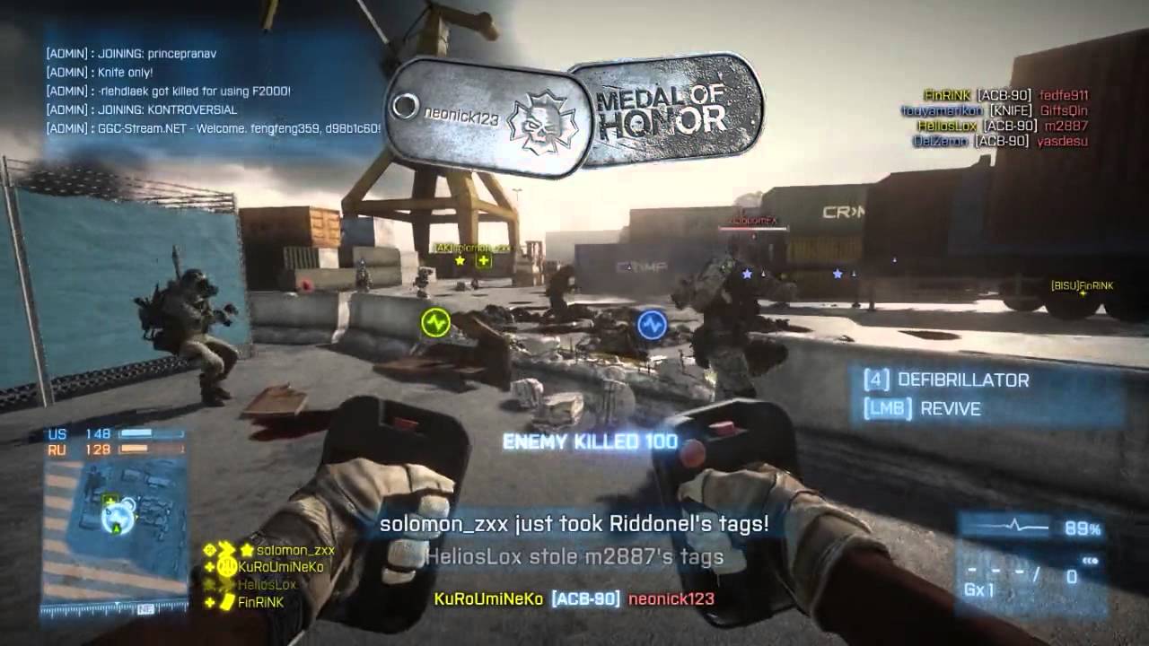 Battlefield 3 : Knife and Defib gameplay - YouTube