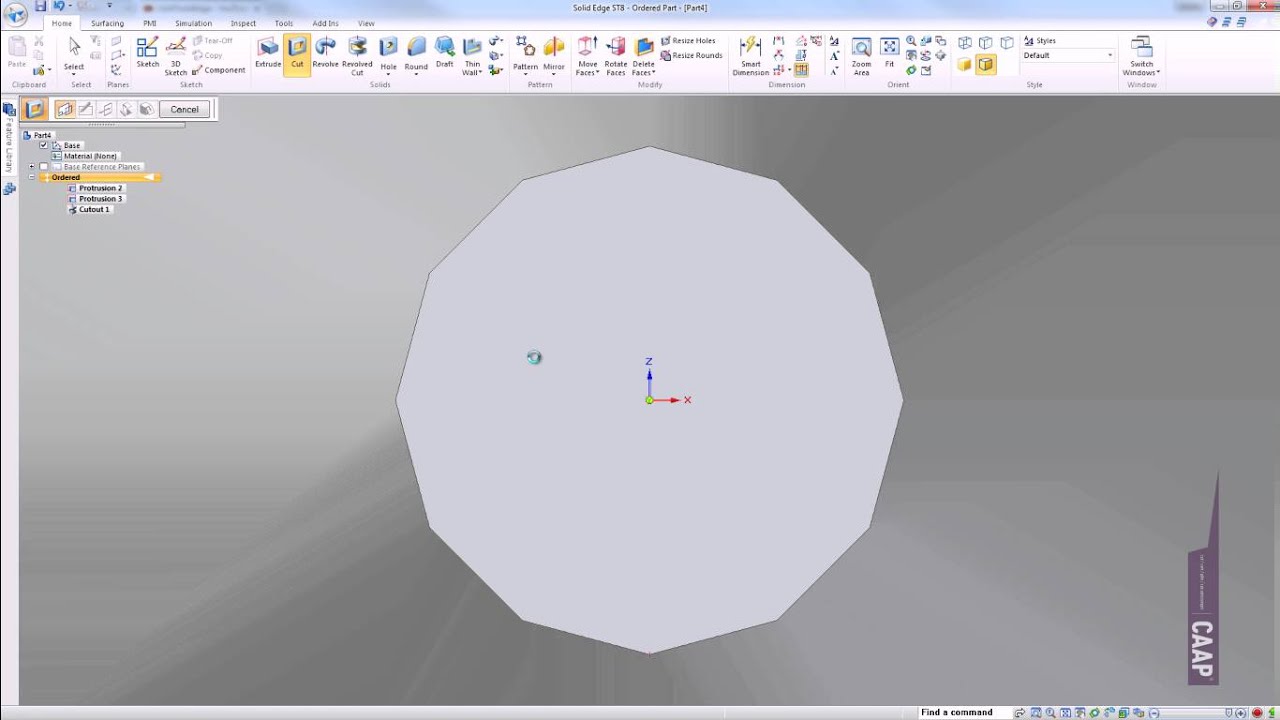 Solid Edge - Ordered - Extrude Revolve Cutout - Schroevendraaier - YouTube