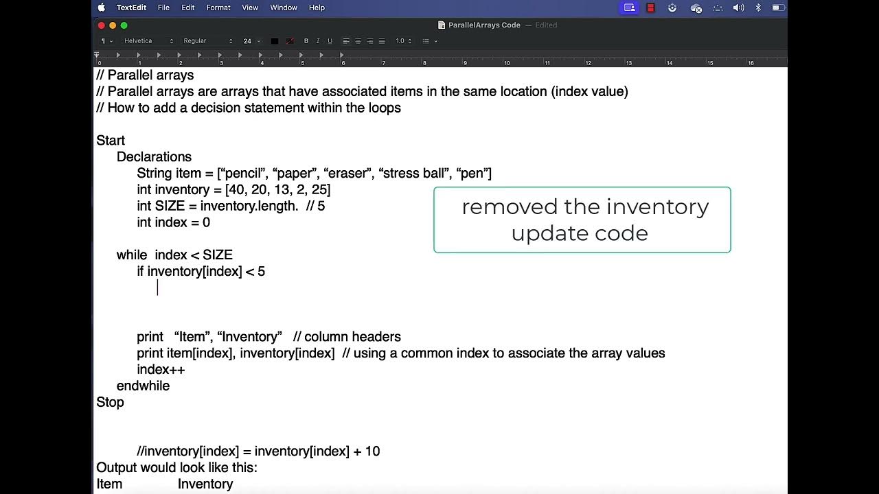 CIS125 Processing Data with parallel arrays - YouTube