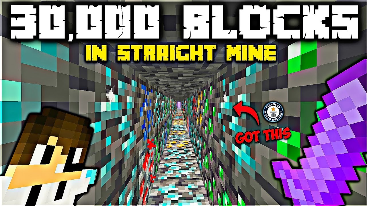 I Mined For 30,000 Blocks In Straight Line & Made A world Record ...