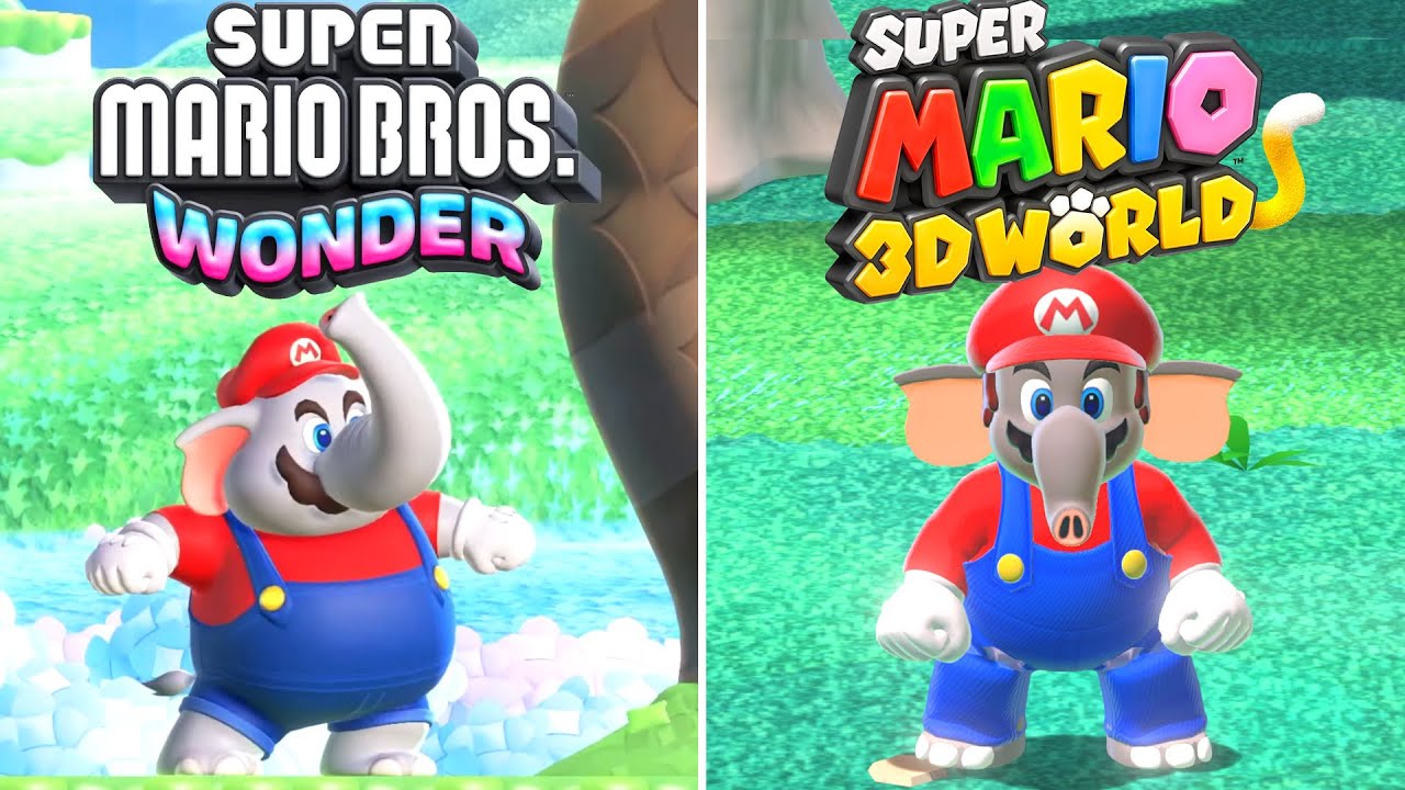 Elephant Mario in Super Mario Bros. Wonder VS Super Mario 3D World ...