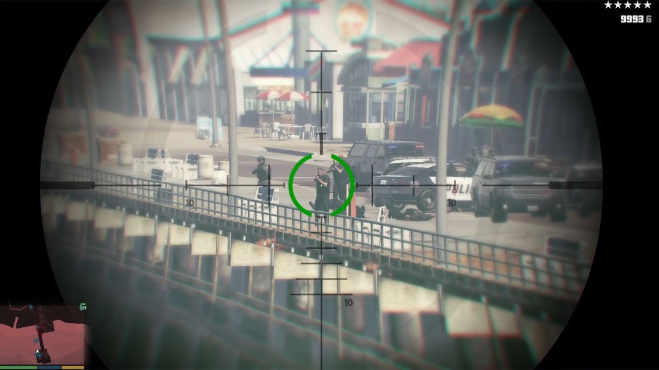 GTA 5 Franklin Sniper Shooting Police in Area five star escape - YouTube