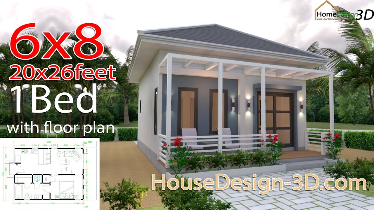 Studio House Plans 6x8 Meter Hip Roof 20x26 Feet - YouTube