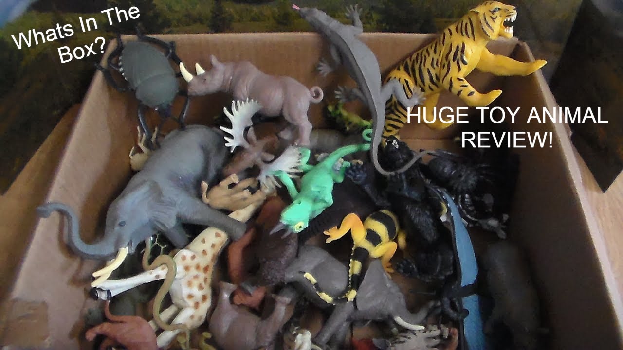 BIG BOX OF TOY ANIMALS! Bugs Safari Animals Reptiles Amphibians AND ...