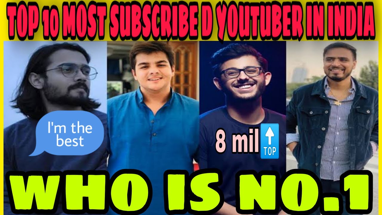 who is No.1 Youtuber in india||Top 10 most subscribed Youtuber in india ...