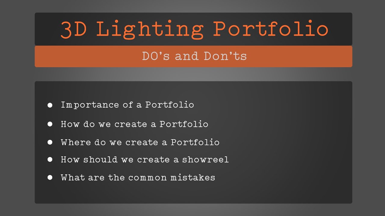 3D Lighting showreel and portfolio | Best Tips | Common Mistakes ...