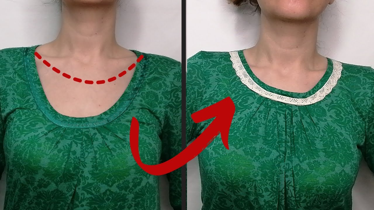 A Great Sewing Trick - How to Downsize a Large Neckline Simply and ...
