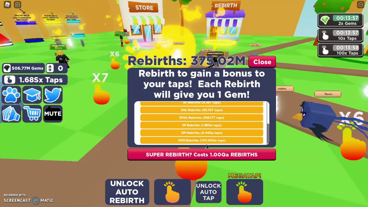 tapping simulator speed super rebirth game play - YouTube