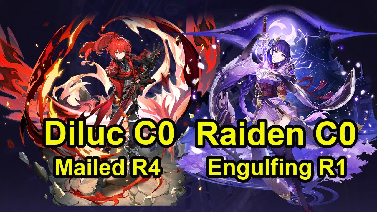 Diluc C0 Mailed R4 & Raiden C0 Engulfing R1 Spiral abyss floor 12 ...