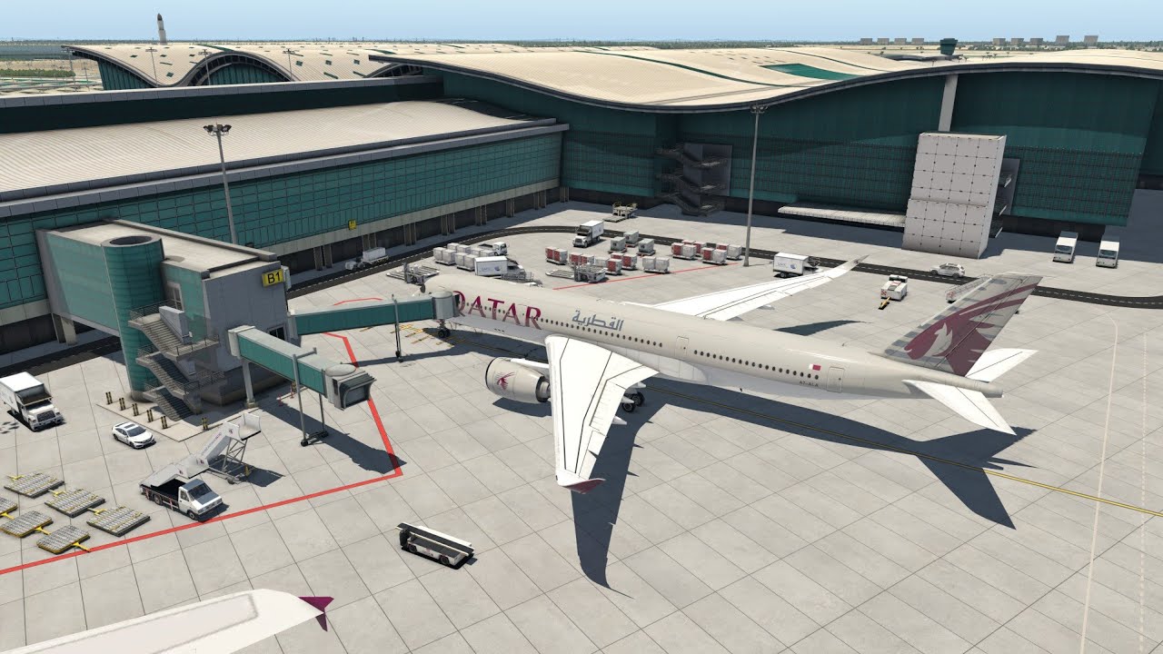 X-Plane 11.55 - Landing at Hamad International Airport (OTHH) A359 ...