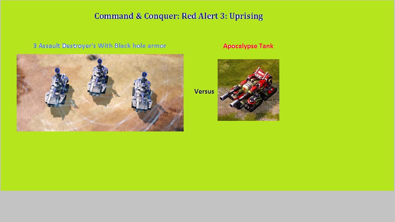 Red Alert 3 Uprising 3 Assault Destroyer's with black hole armor vs ...
