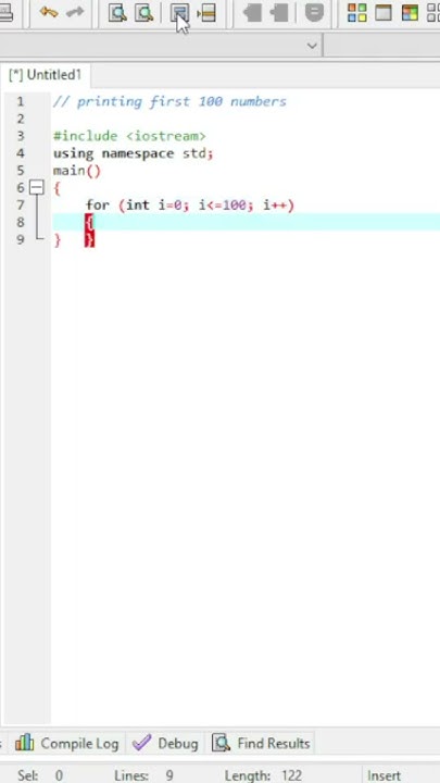 program to print first 100 numbers: C++ - YouTube