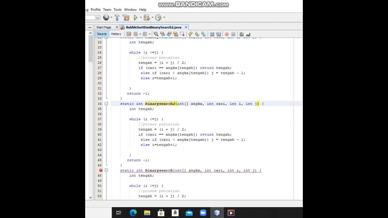 Penggabungan program Bubble Sort dan Binary Search menggunakan java ...