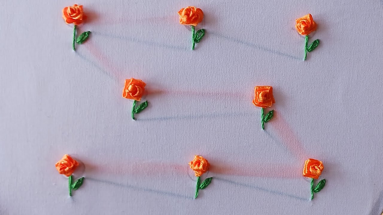 Mini Rose Embroidery For all over/ Satin Ribbon Mini Rose All Over ...