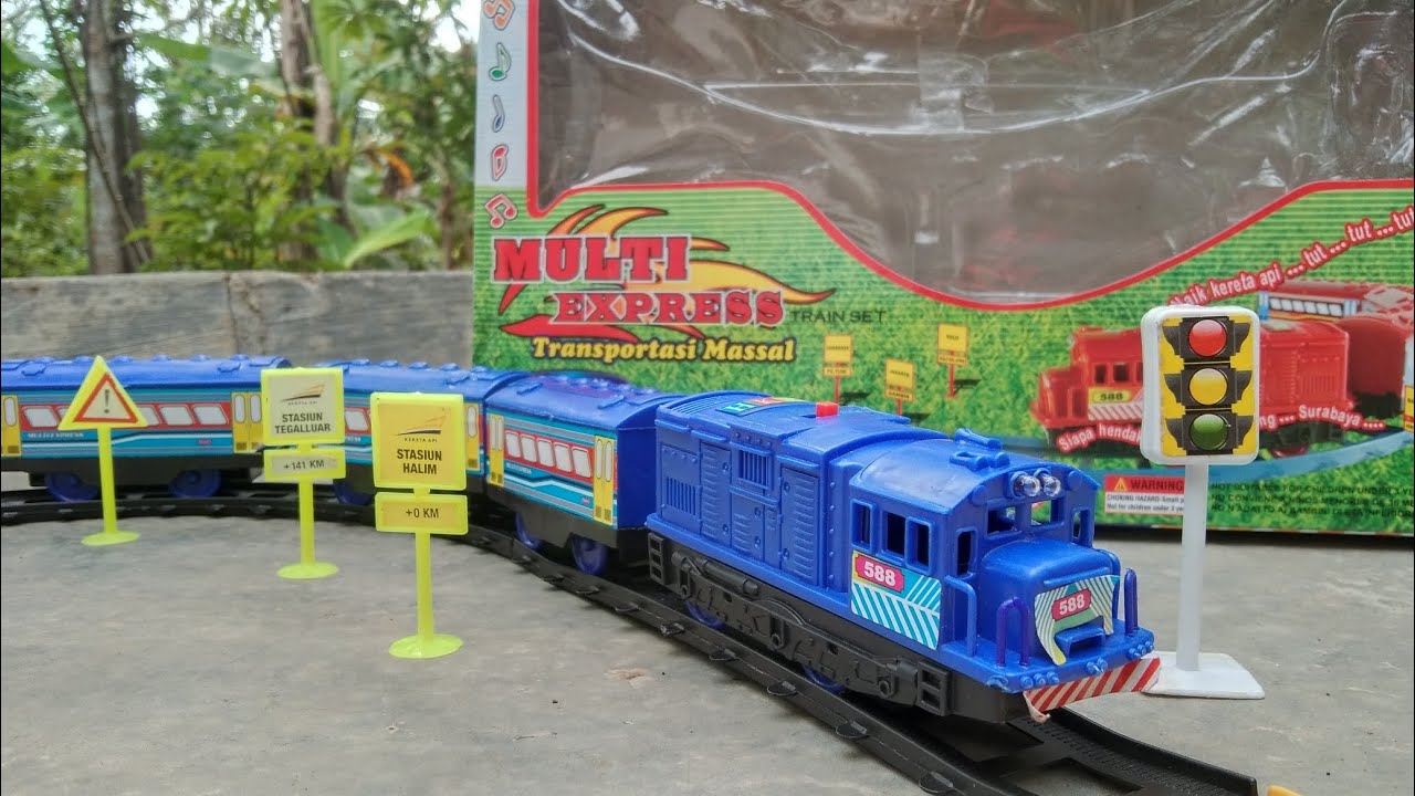 Amazing Merakit Mainan Kereta Api Multi Express Transportasi Massal Warna Biru Hunting Mainan ...