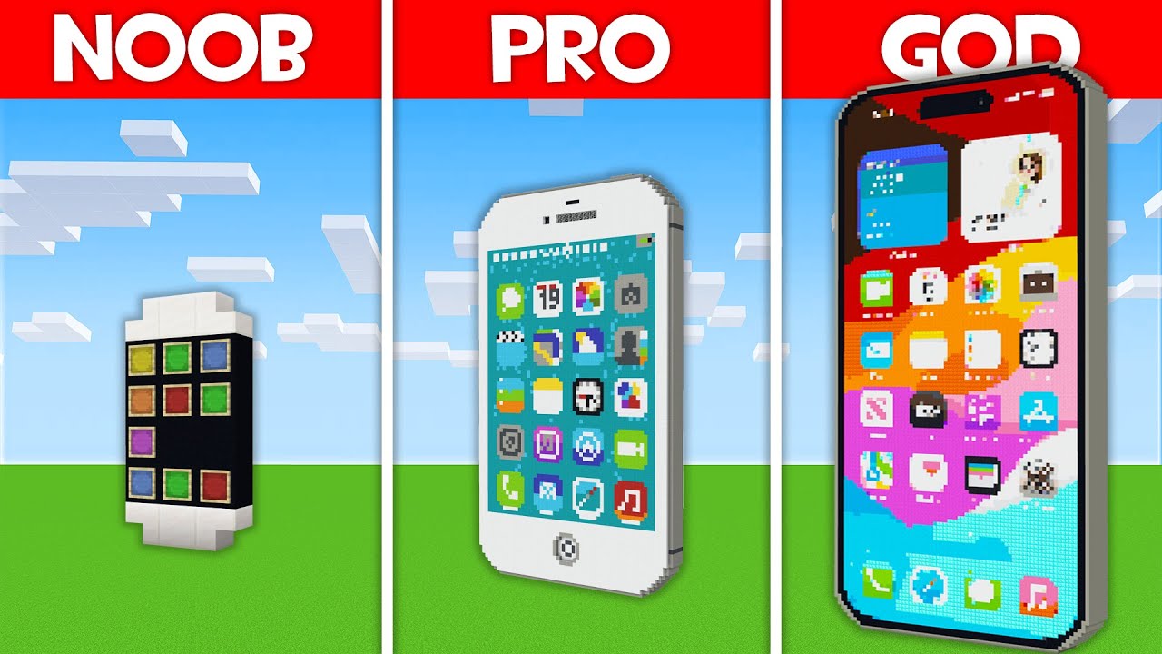 Minecraft Battle: IPHONE HOUSE BUILD CHALLENGE - NOOB vs PRO vs HACKER ...