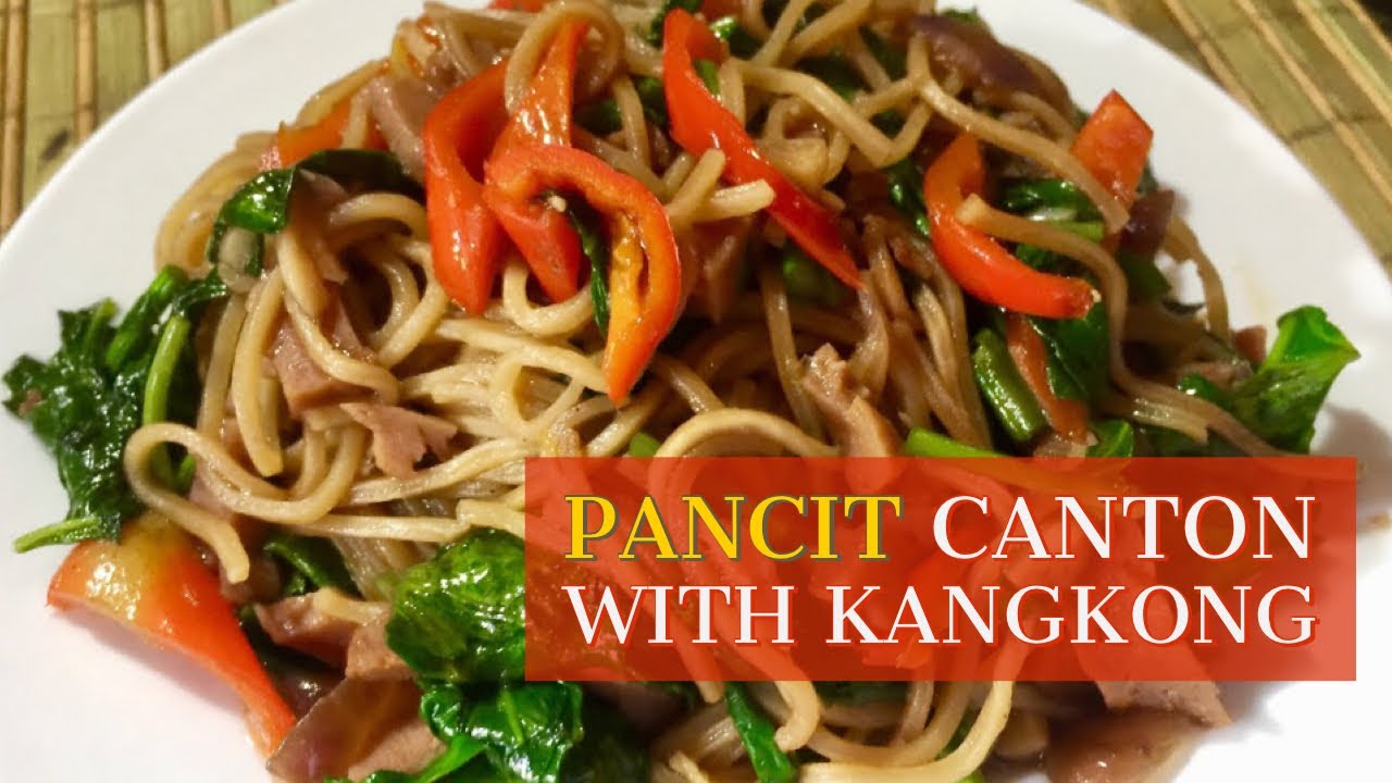 Try this! Pancit Canton with kangkong & luncheon meat | Teresita ...