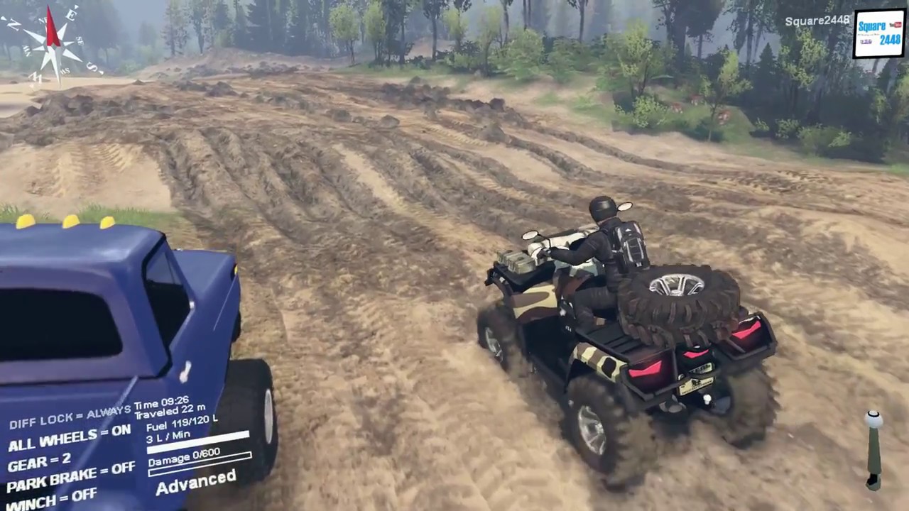 Spintires - Mudding With Quad & Ford F100 - YouTube