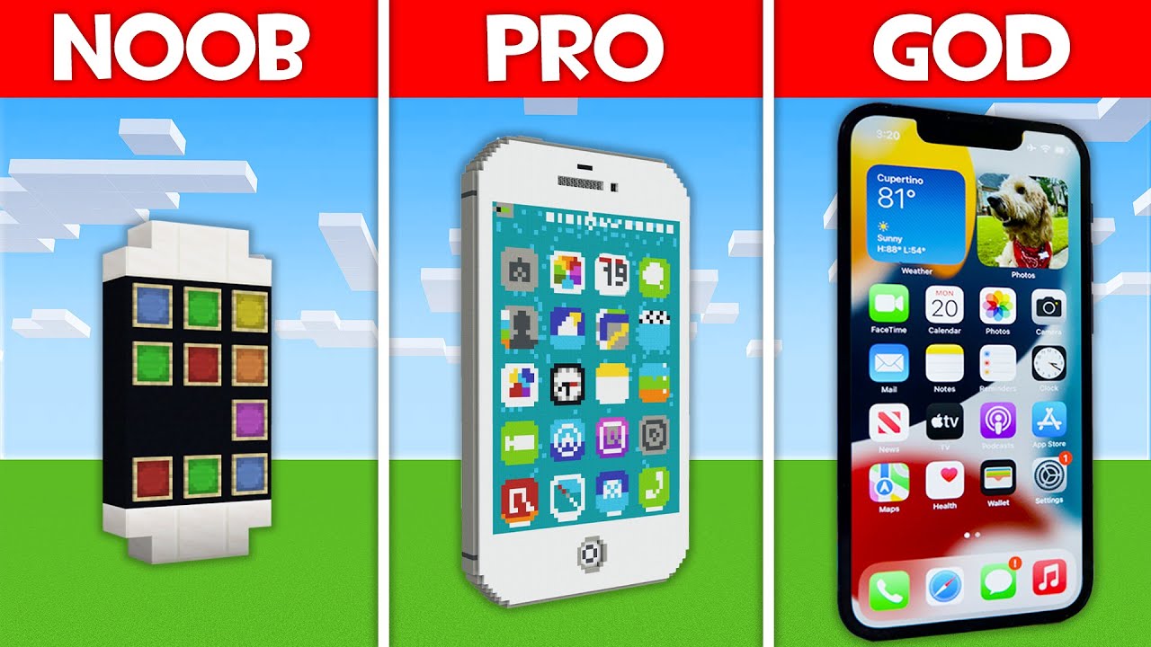 Minecraft Battle: SMARTPHONE HOUSE BUILD CHALLENGE - NOOB vs PRO vs ...