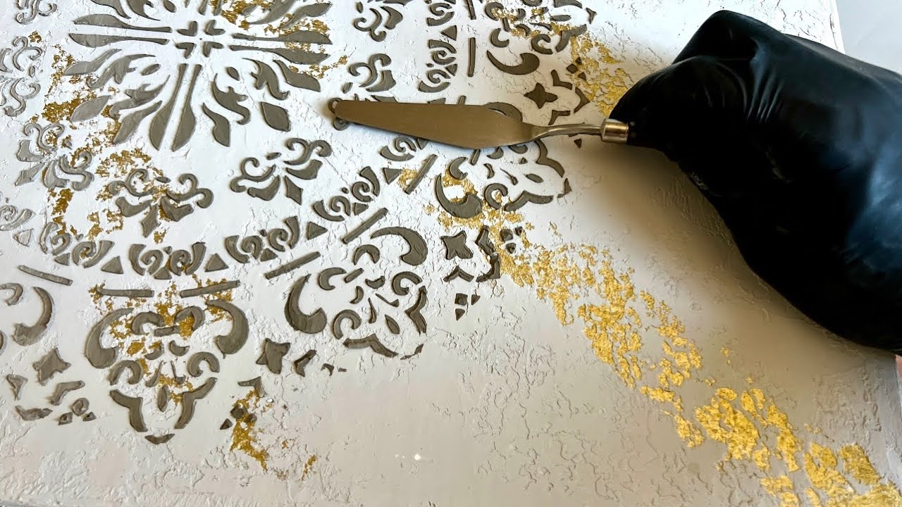 Luxury Decorative Panel with Gold Paint, Texture Paste & Stencil – DIY ...