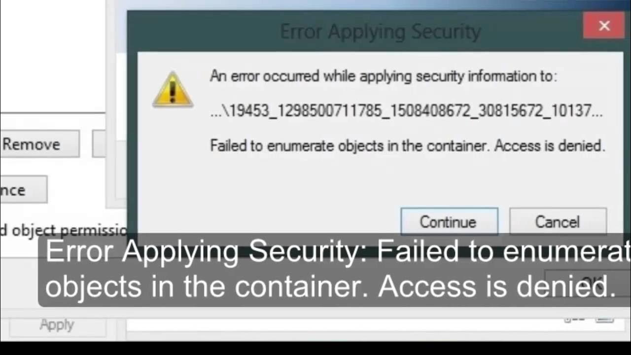 Failed to enumerate objects in the container. Access is denied Windows 8 - YouTube