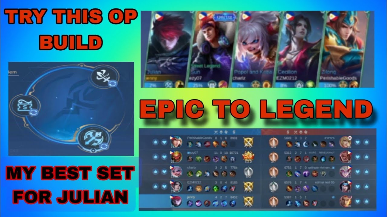 |JULIAN MY BEST SET OP EMBLEM BUILD EPIC TO LEGEND#mlbb # ...