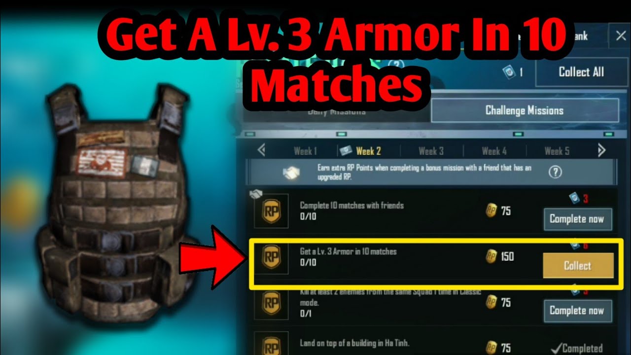GET A LEVEL 3 ARMOR IN 10 MATCHES SEASON 8 WEEK 2 PUBG MOBILE MISSION ...