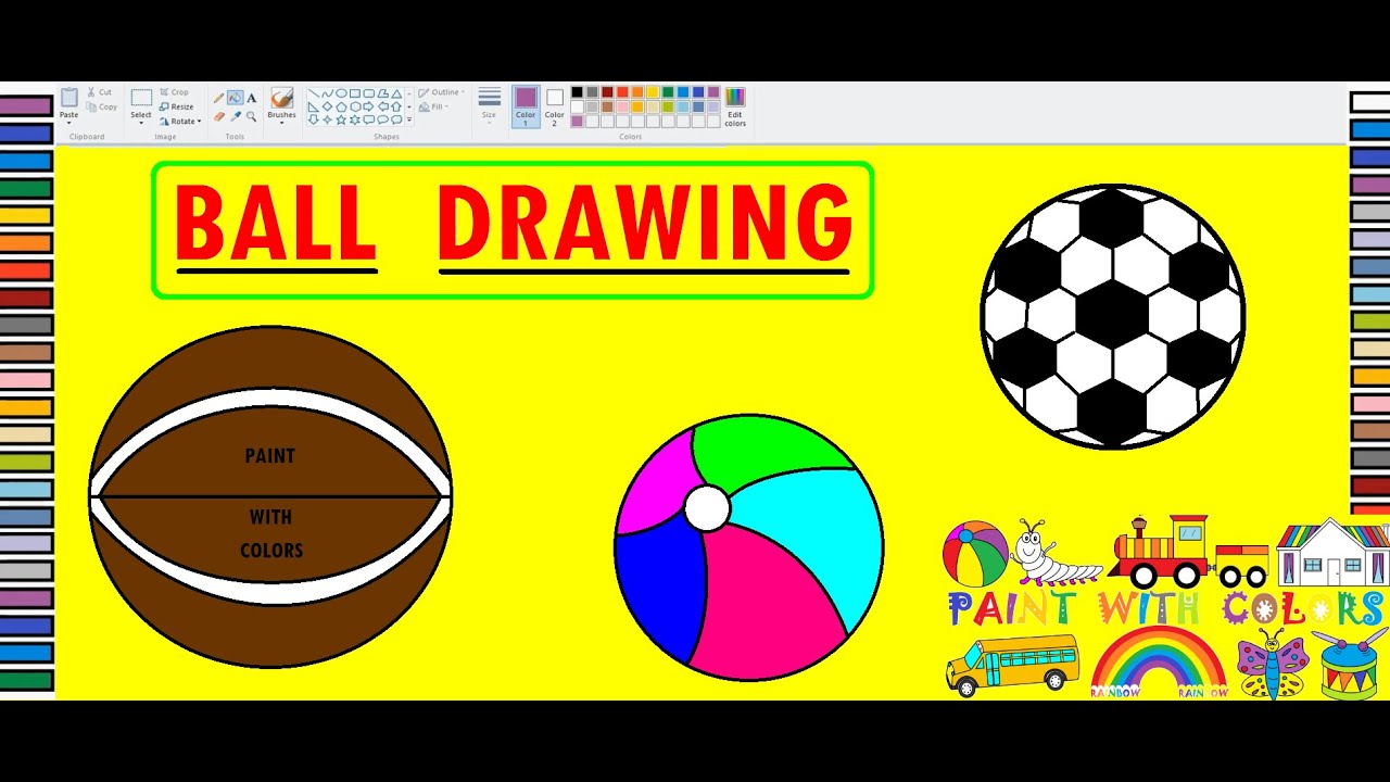 Amazing Drawing 3 Balls For Kids - Ball Easy Drawing – Draw In Ms Paint ...