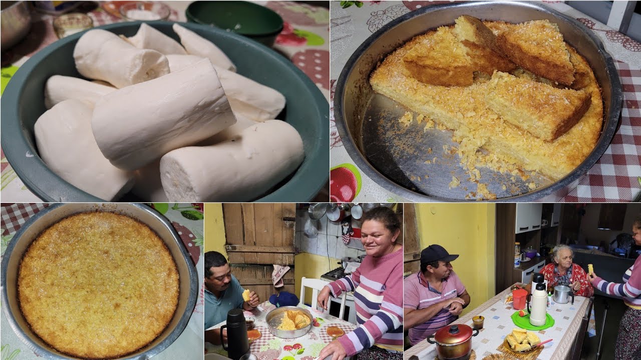 PREPAREI BOLO DE MANDIOCA RALADA (MACAXEIRA) PRA O NOSSO CAFÉ DA MANHÃ ...